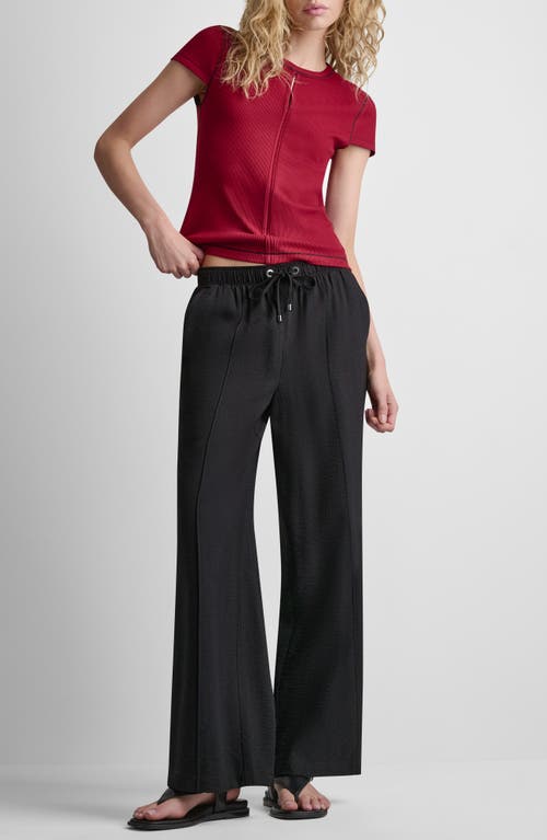 DKNY DKNY Ribbed Knit Top with Contrast Stitching and Cutout Detail